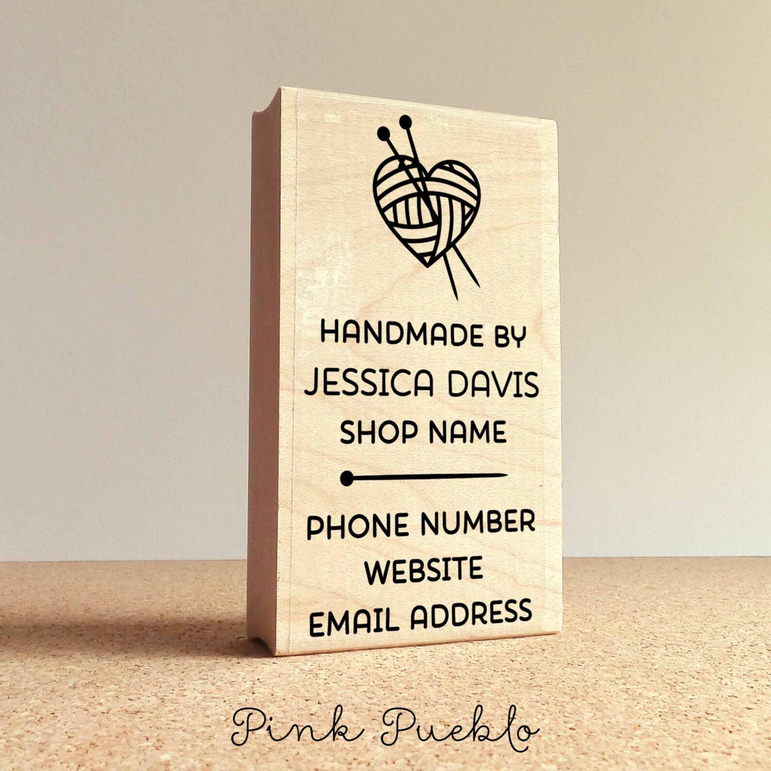 Personalized Knitting Business Card Rubber Stamp | Custom Handmade by ...