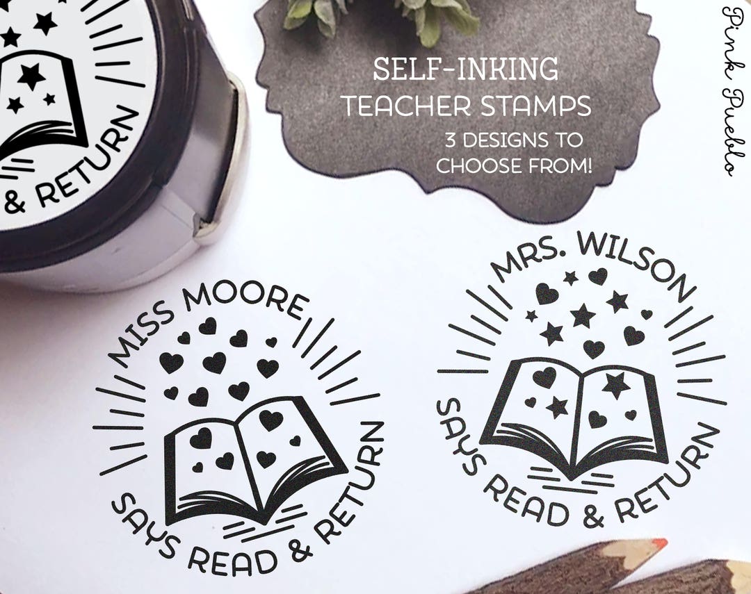 Self Inking Teacher Book Stamp | Personalized Library Design | Custom ...