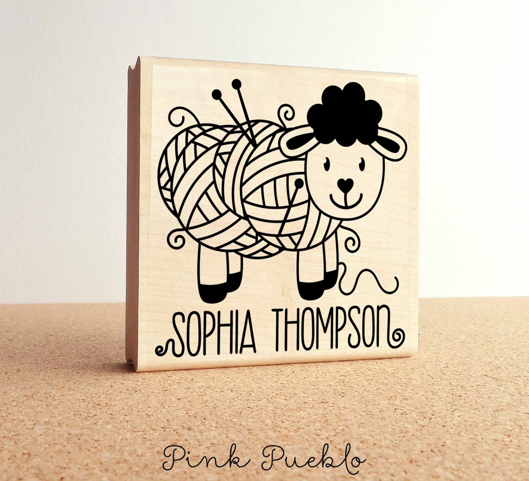 Personalized Knitting Stamp | Large Custom Knitting Label Rubber Stamp | Handmade Gift for ...