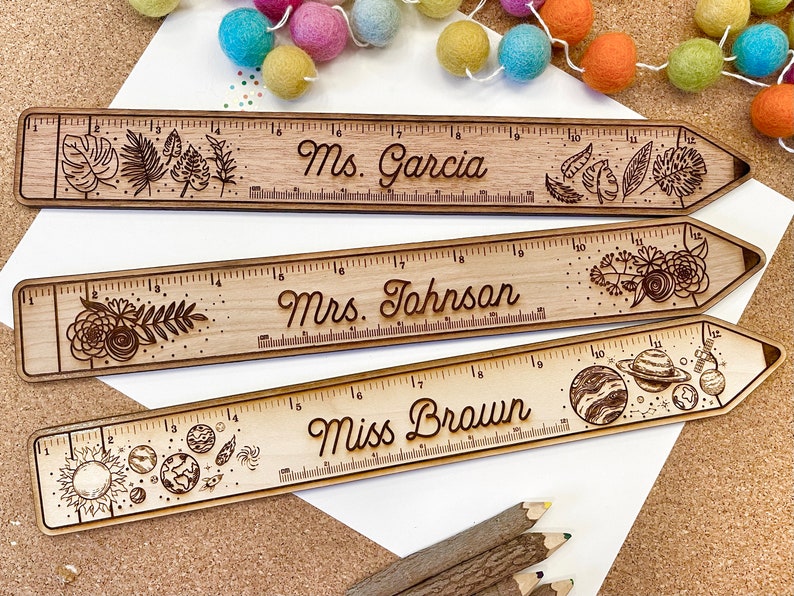 Personalized Engraved Wooden Teacher Ruler | Custom Classroom Tool for ...