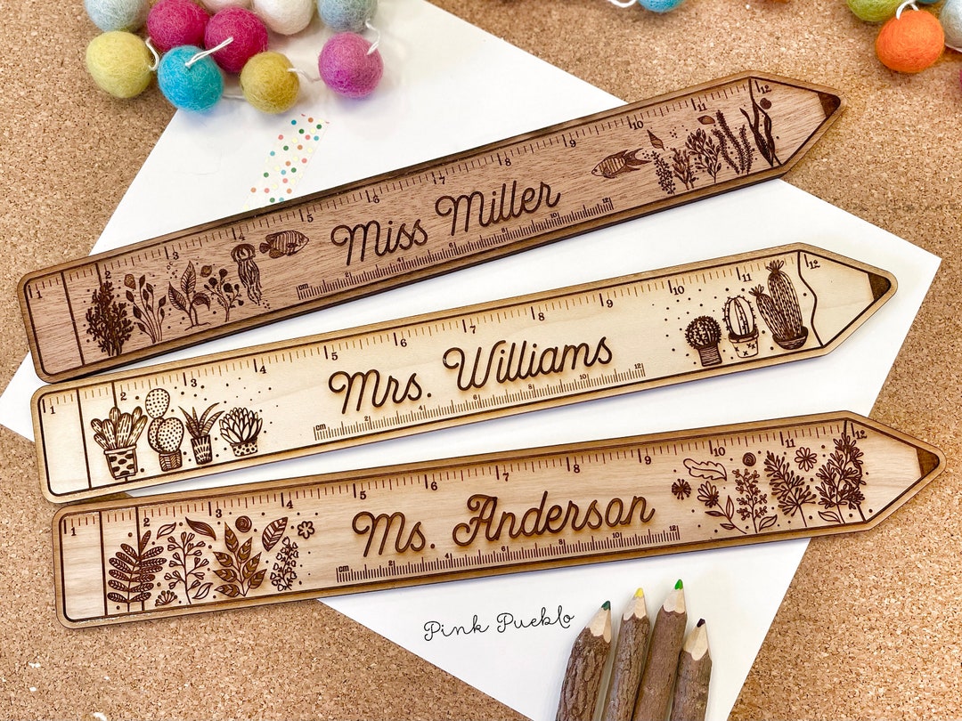Engraved Wooden Teacher Ruler | Custom Classroom Appreciation Gift - Etsy
