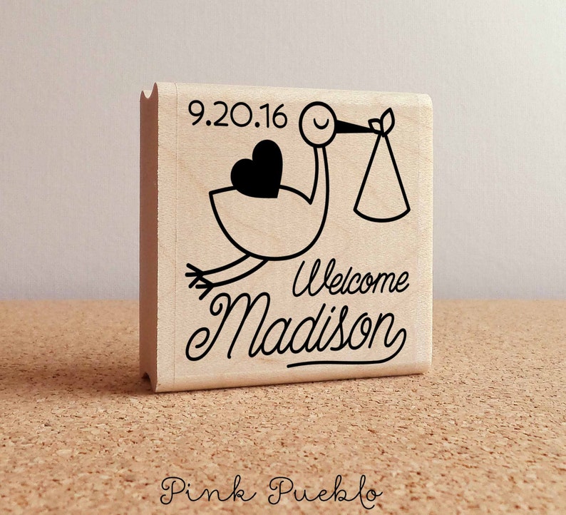 Personalized Birth Announcement Rubber Stamp | Custom Name Design for ...