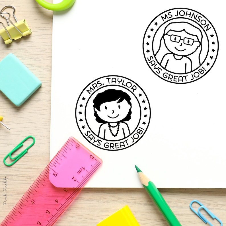 Personalized Female Teacher Rubber Stamp | Custom Classroom Design ...