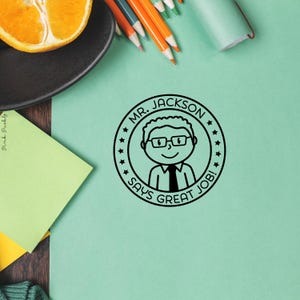 Personalized Male Teacher Rubber Stamp | Custom Classroom Design ...