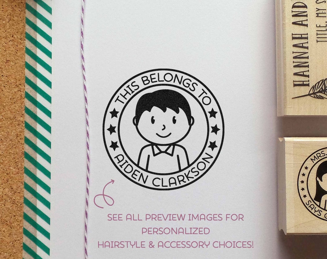 Personalized Kids Name Label Stamp | Custom Rubber Design for Children ...