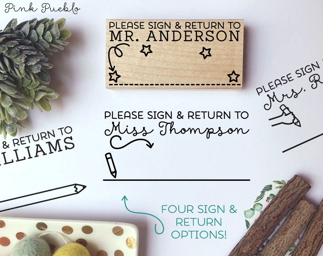 Teacher Sign and Return Stamp | Personalized Custom Classroom Design ...