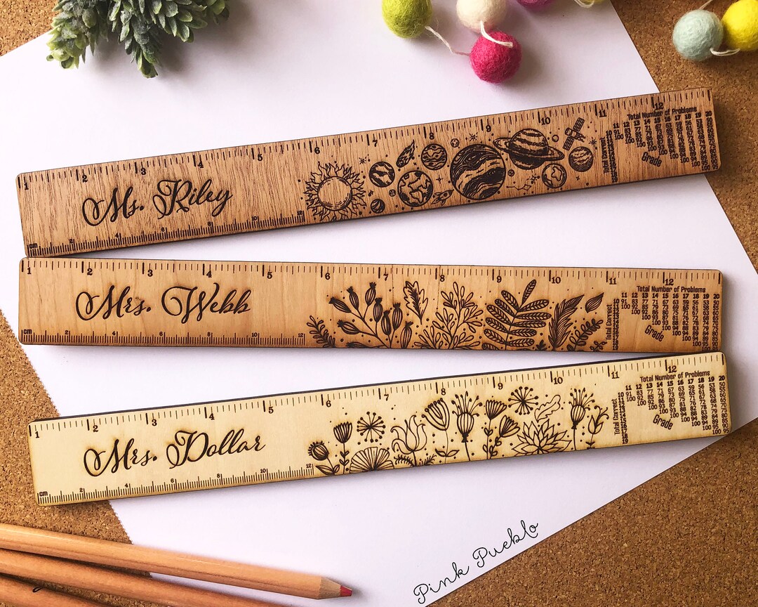 Personalized Engraved Wooden Teacher Ruler With Grading Scale | Custom ...