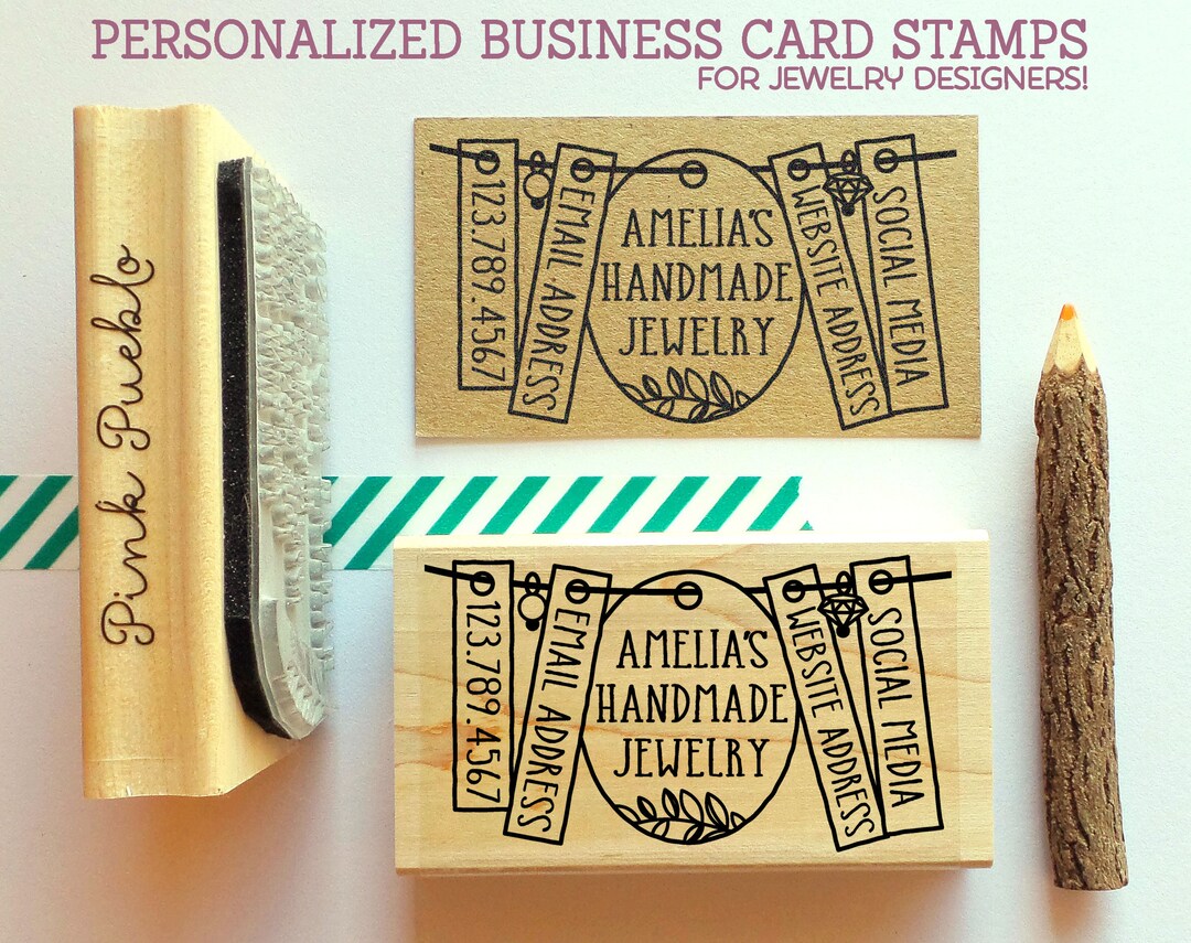 Personalized Business Card Stamp, Business Card Rubber Stamp, Jewelry ...