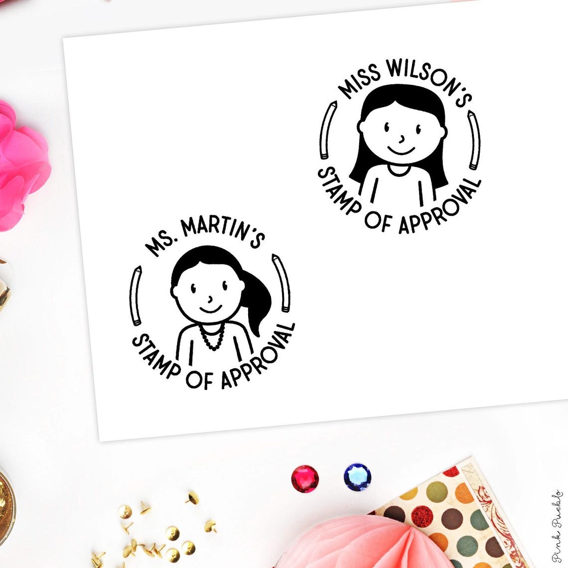 Personalized Teacher Rubber Stamp | Custom Approval Design for ...