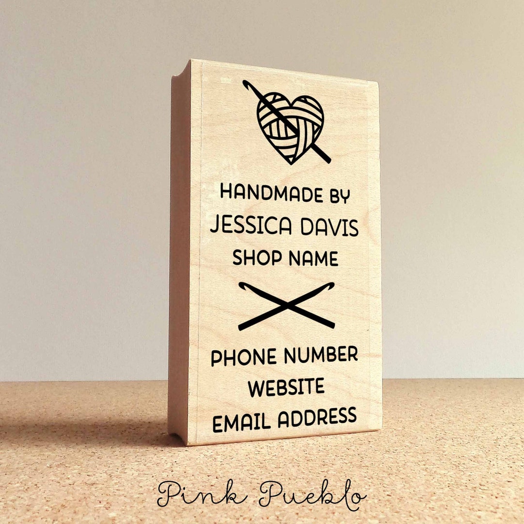 Personalized Crochet Business Card Rubber Stamp | Custom Handmade by ...