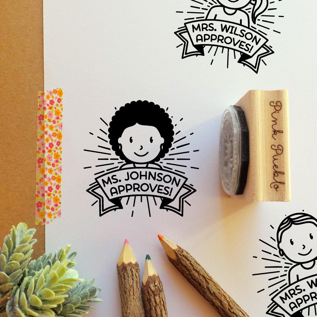 Personalized Teacher Rubber Stamp | Custom Face Design for Grading and ...