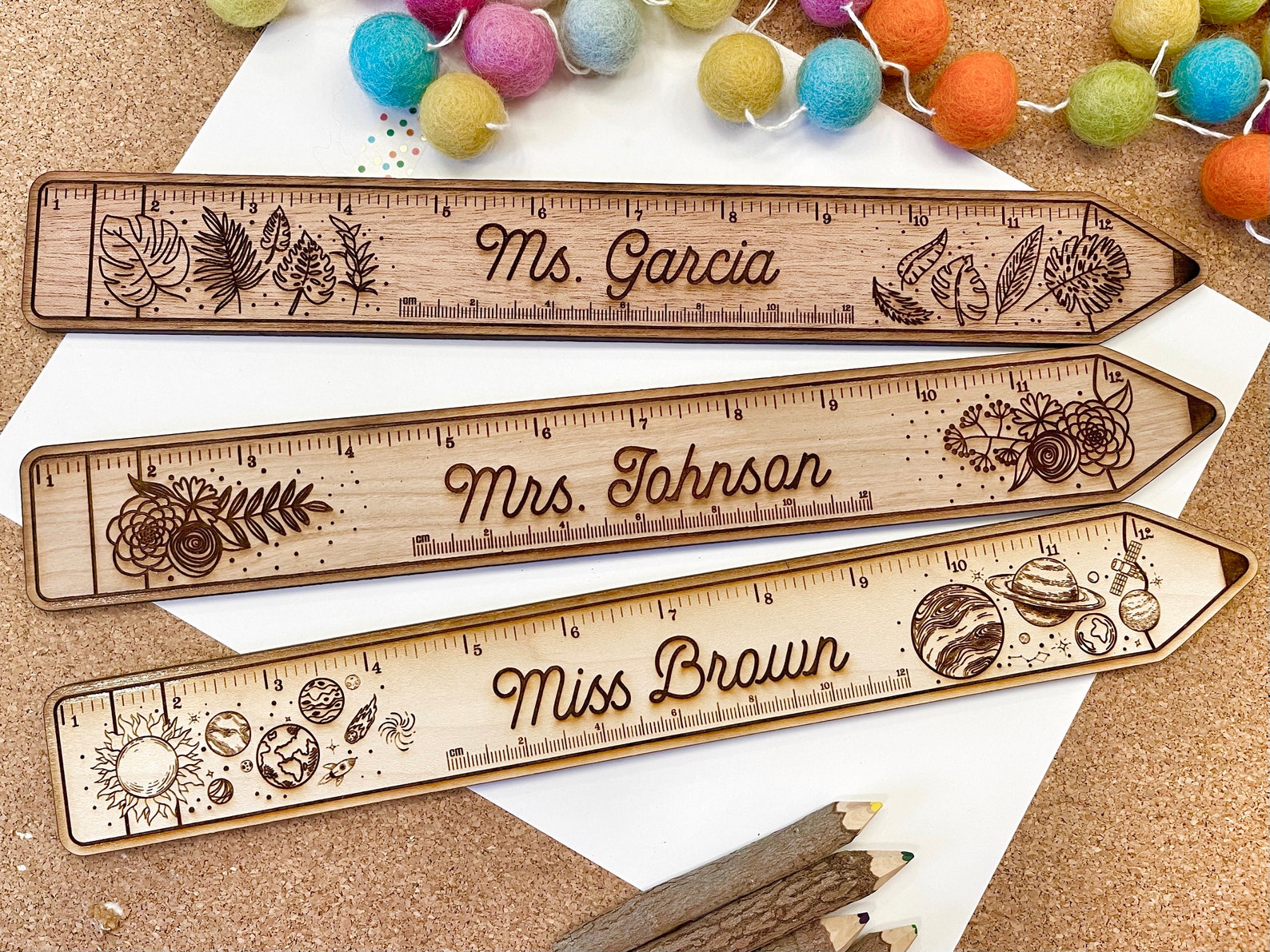 Personalized Engraved Wooden Teacher Ruler | Custom Classroom Design ...