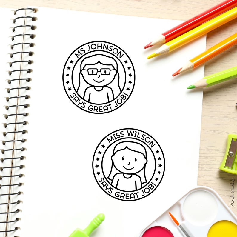 Personalized Female Teacher Rubber Stamp | Custom Classroom Design ...