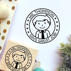 Personalized Male Teacher Rubber Stamp | Custom Classroom Design ...