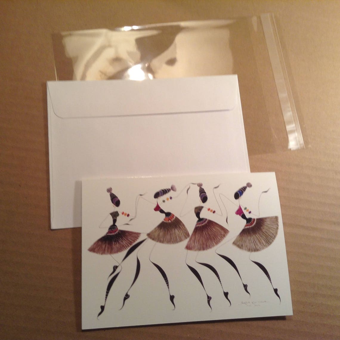 African Dancers MAKOSSA in a Set of 5 5"x7"(12.5cmx18cm) Blank African ...