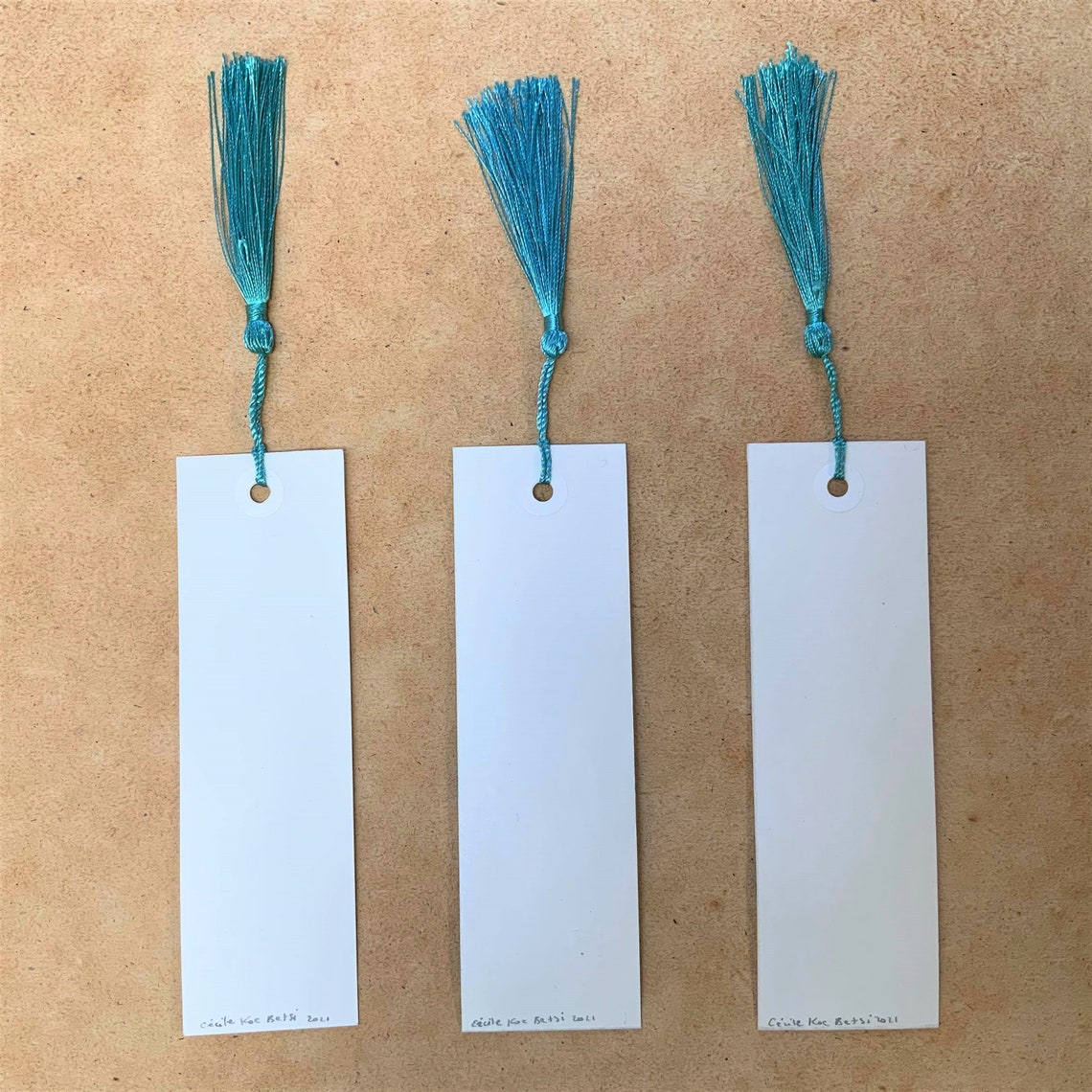 Original Watercolor Hand Painted Bookmark Set, 3 Turquoise Blue ...