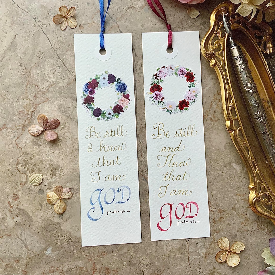 Be Still 46:10 Psalm Calligraphy and Collage Handmade Bookmarks ...