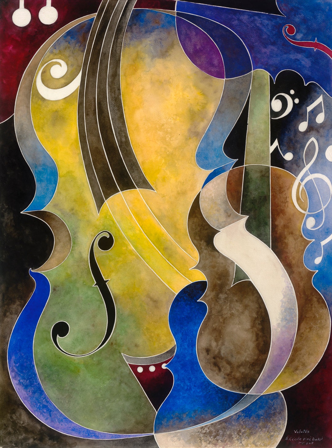 Music Painting VOLUTES in a Set of 5 5"x7" (12,5 Cmx 18 Cm) Blank ...