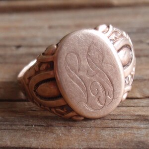 Antique Signet Gold Ostby Barton Ring, Victorian Edwardian Era Monogram Band, Vintage Mans ...
