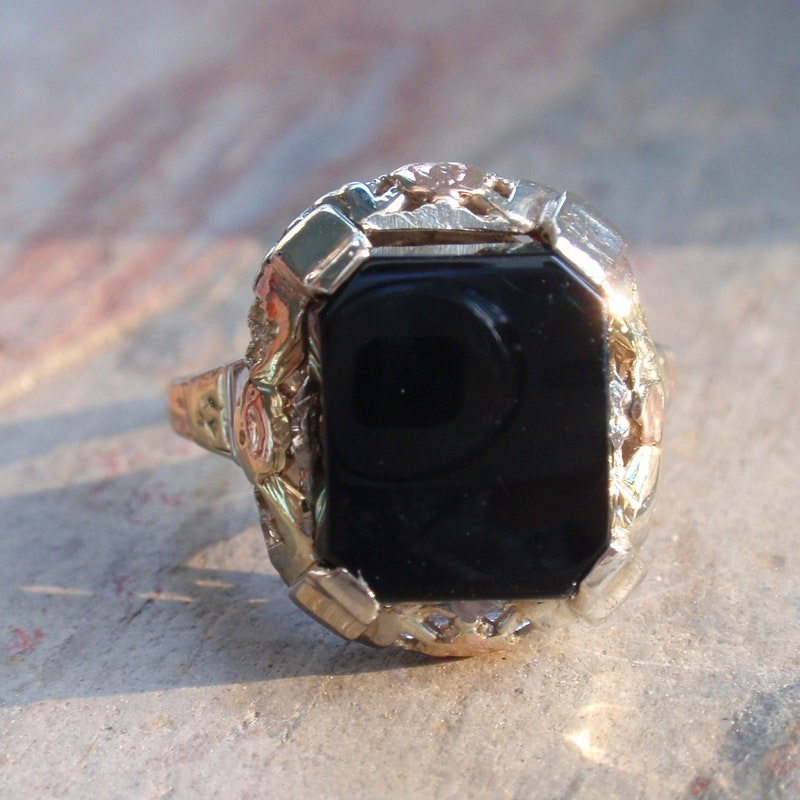 Art Deco Onyx Ring - Etsy