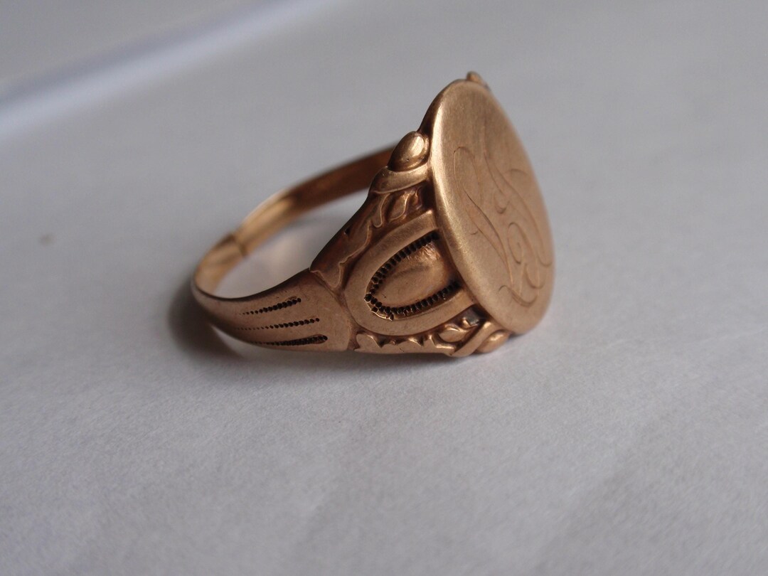 Antique Signet Gold Ostby Barton Ring, Victorian Edwardian Era Monogram Band, Vintage Mans ...