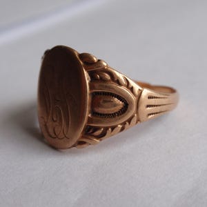 Antique Signet Gold Ostby Barton Ring, Victorian Edwardian Era Monogram Band, Vintage Mans ...