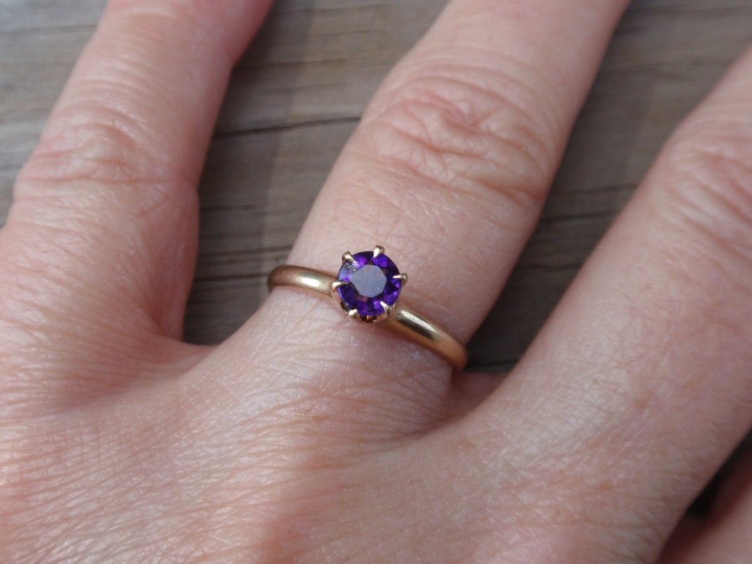 Victorian Purple Engagement Ring, Amethyst Paste Stone, Womens ...