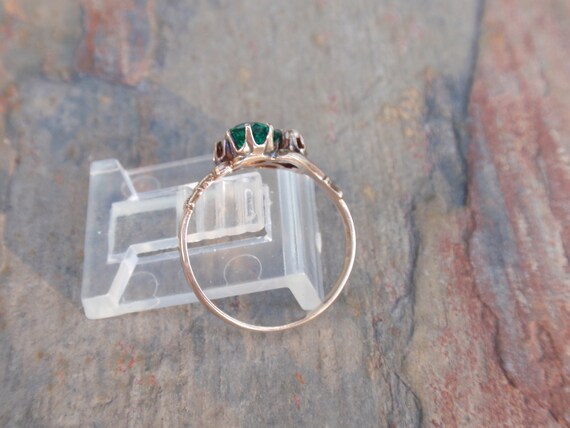 Antique Emerald Green Paste Stone Ring, Victorian May… - Gem