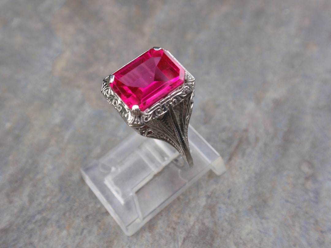 Art Deco Ruby Signet Filigree Ring, Victorian July Birthstone, Red ...