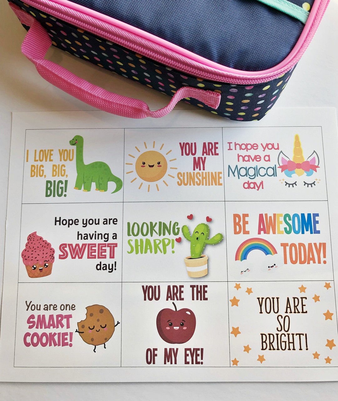 Lunch Box Notes, Back to School Notes, Instant Download, School Lunch ...