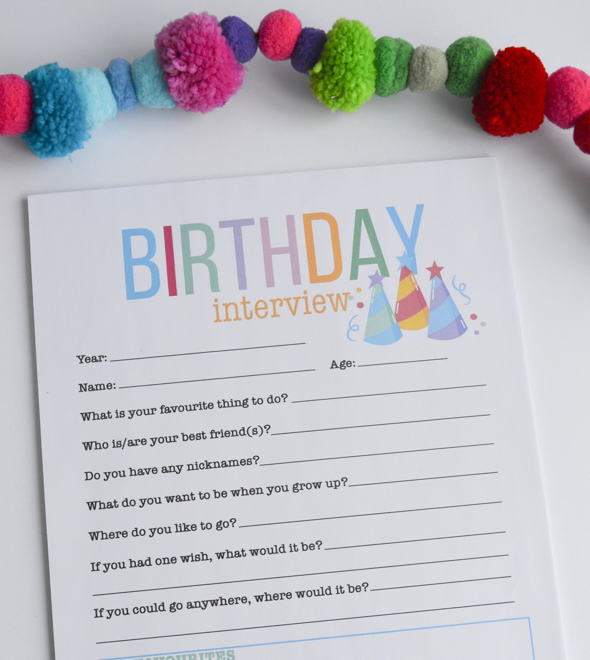 Buy Birthday Interview Questions Yearly Printable Birthday Online in ...