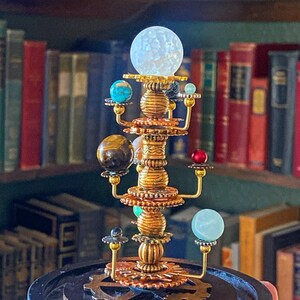 Metal Orrery Solar System Model in Glass Cloche With Wood Base - Etsy