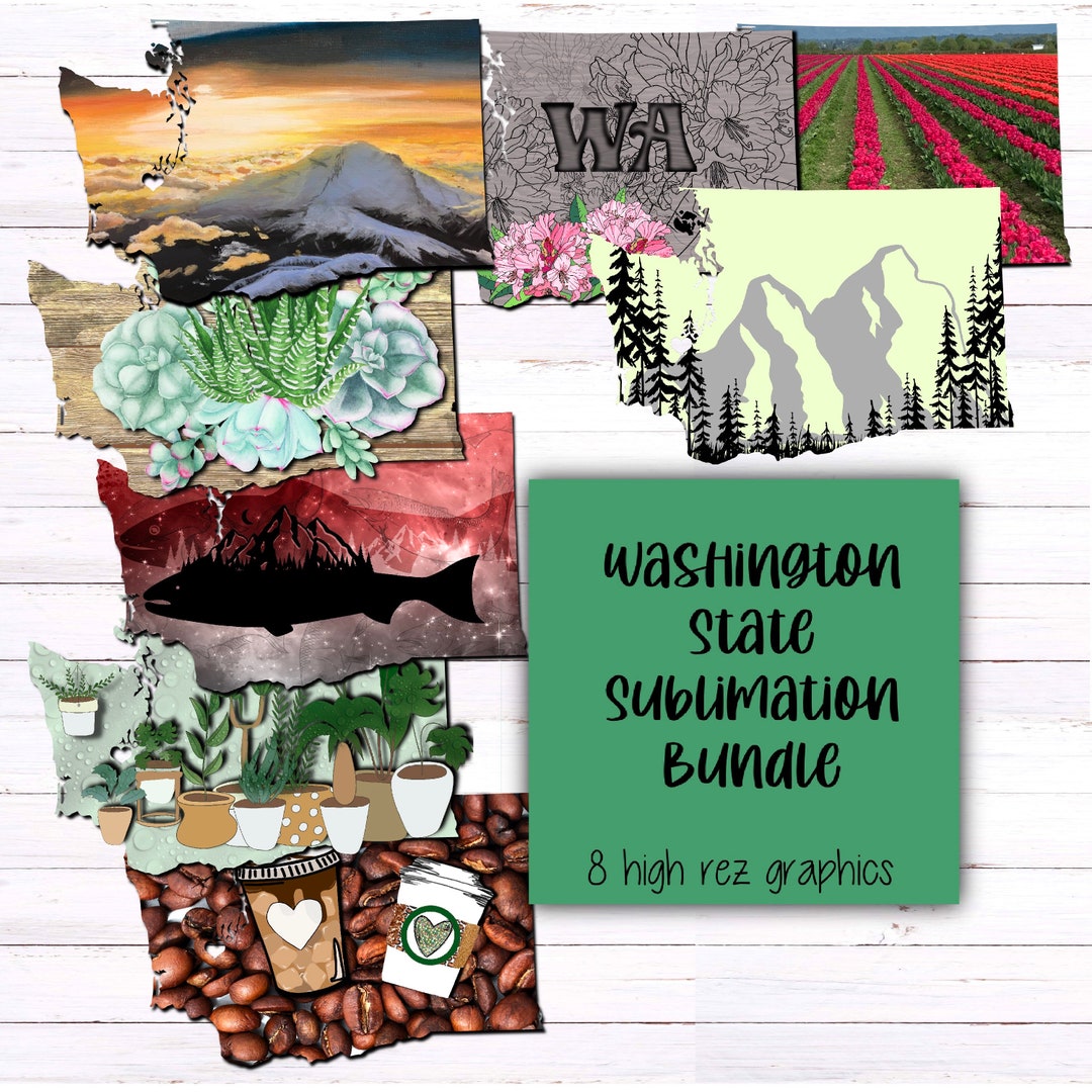 Washington State Sublimation Bundle - 7 Hi Rez Designs - DIGITAL ...