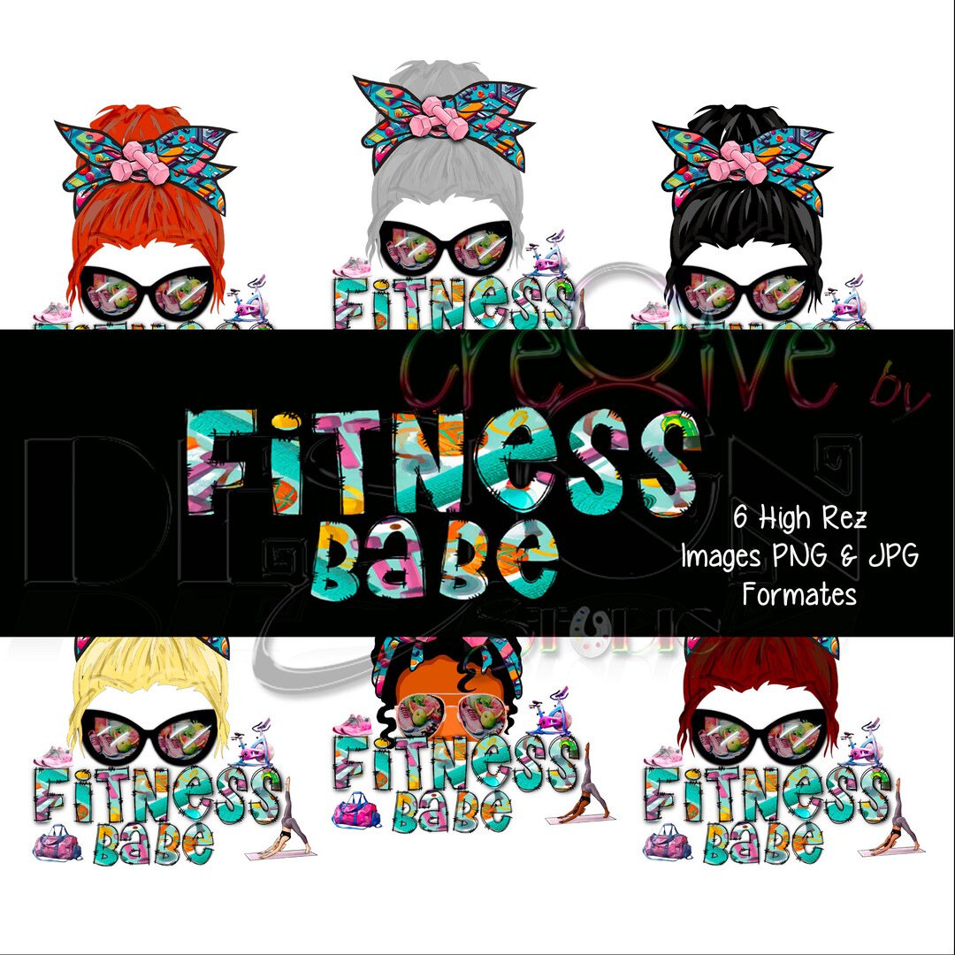 Fitness Babe - 6 High Rez Graphics - Digital Download Only - Great for ...