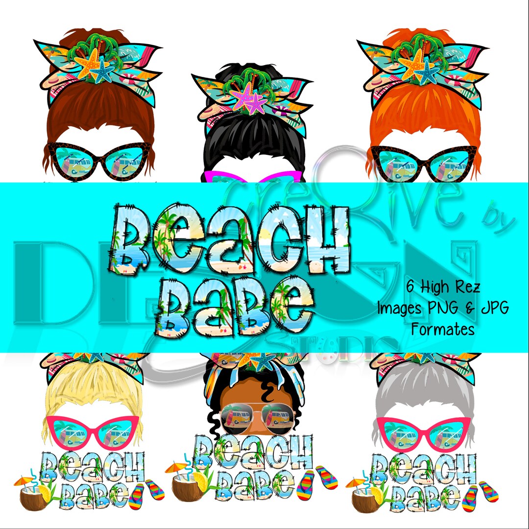 Beach Babe - 6 High Rez Graphics - Digital Download Only - Great for ...