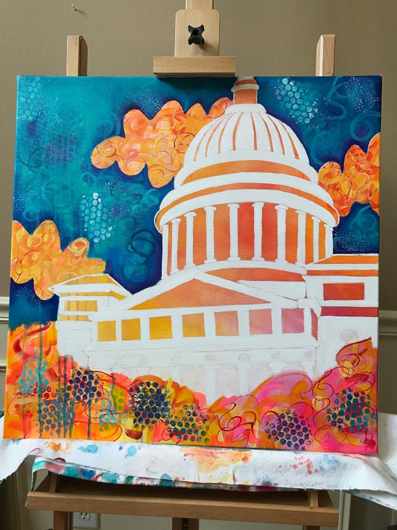 Women's March Print of Original Art Matted Print 8x8 Matted for 12x12 ...