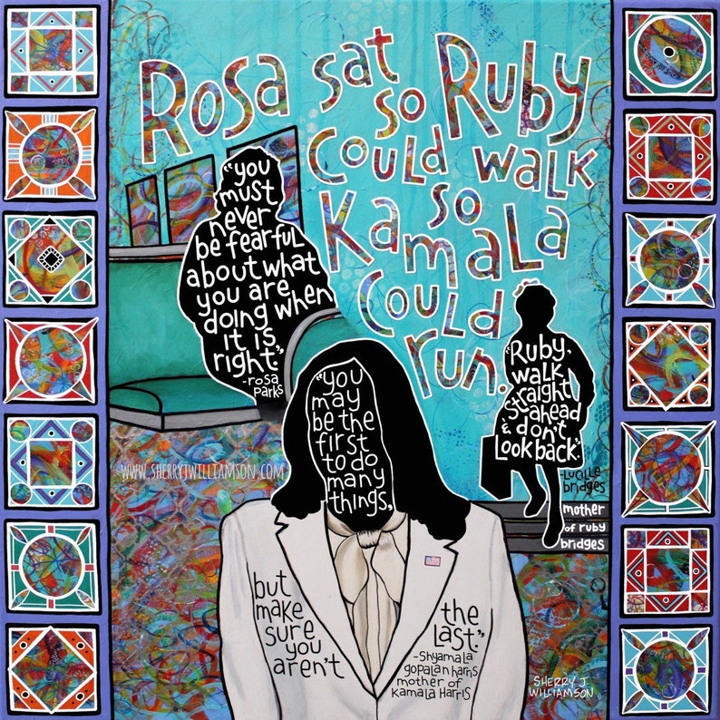 Momentum Print of Rosa Parks, Ruby Bridges and Kamala Harris Art 8x8 ...