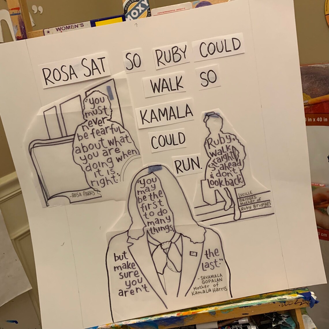 Momentum Print of Rosa Parks, Ruby Bridges and Kamala Harris Art 8x8 ...
