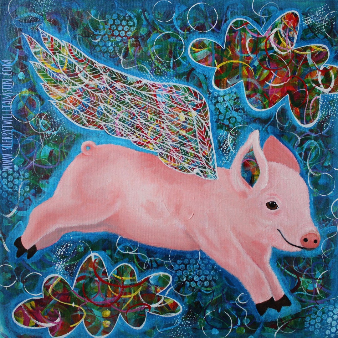 Flying Lessons Flying Pig Print 8x8 Matted for 12x12 - Etsy