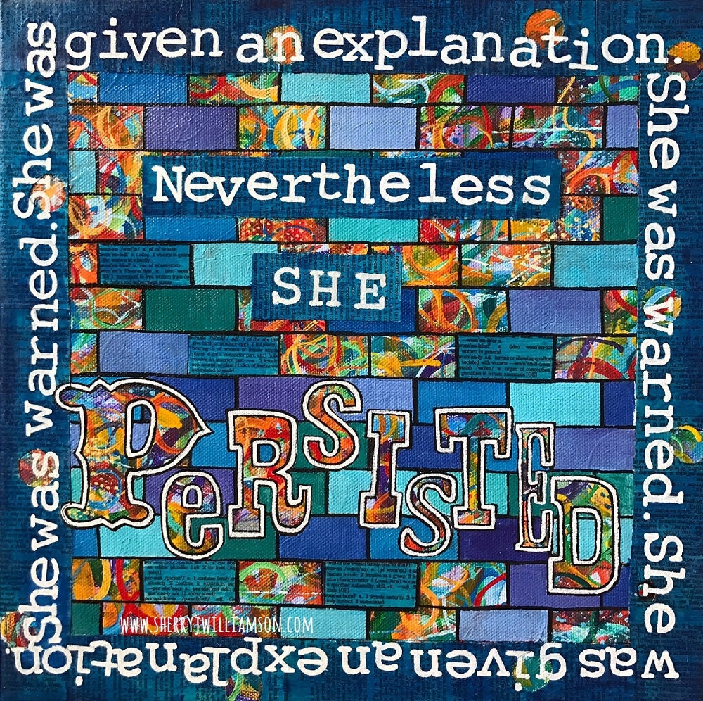 She Persisted quote about Elizabeth Warren matted print of | Etsy