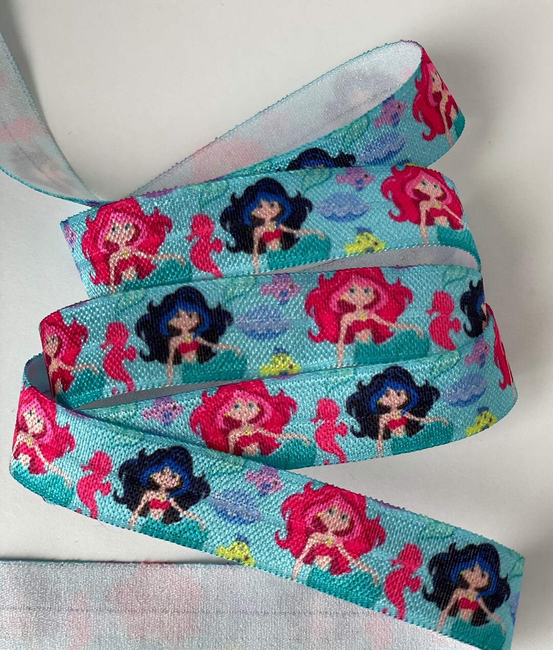 Mermaid Elastic Trim Mermaid Print Fold Over Elastic Cartoon Print ...