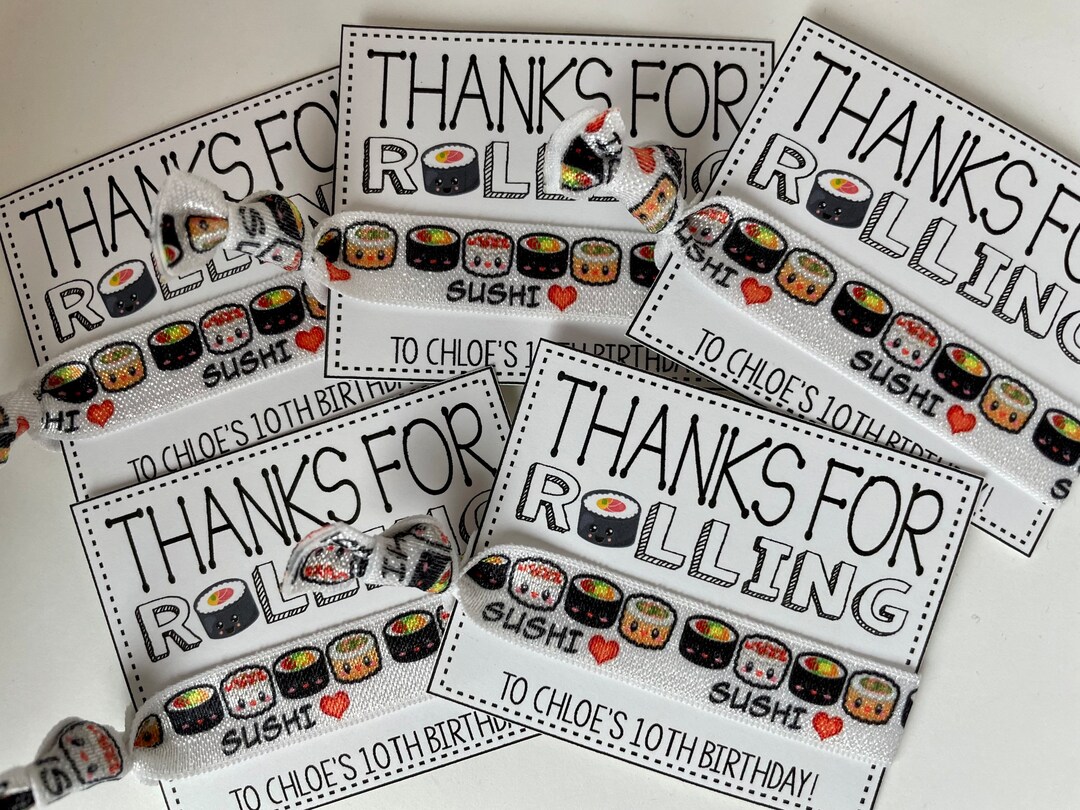 Personalized Sushi Hair Tie Favors: Hibachi Birthday Party Favors Sushi ...