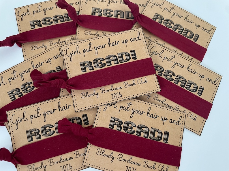 Book Club Favors: Kraft Card Hair Tie Gifts Women's Bible Study Gifts ...