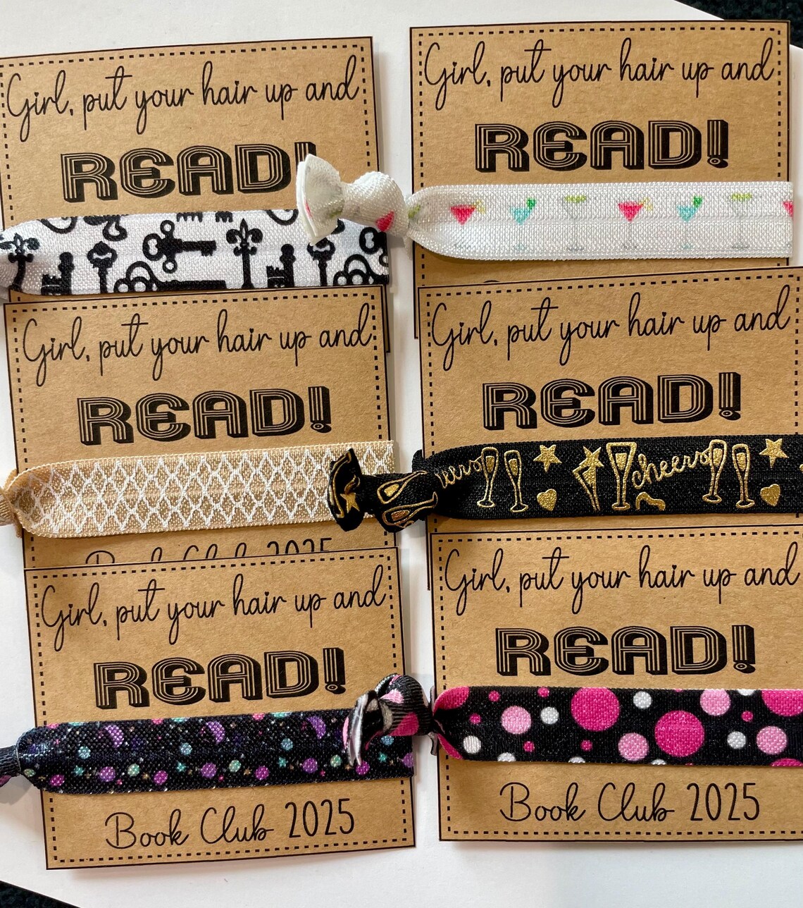 Book Club Favors: Kraft Card Hair Tie Gifts Women's Bible Study Gifts ...