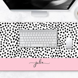 Grey Abstract Dots Desk Mat, Aesthetic Desk Accessory, Cute Workspace ...