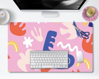 Grey Abstract Dots Desk Mat, Aesthetic Desk Accessory, Cute Workspace ...