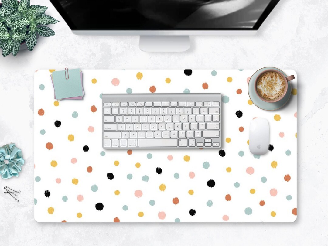 Multi Dot Desk Mat, Specks Dots Print Desk Pad, Aesthetic Desk ...