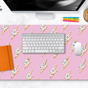 Pink Lightning Bolt Desk Mat, Lightning Print Desk Pad, Aesthetic Desk ...