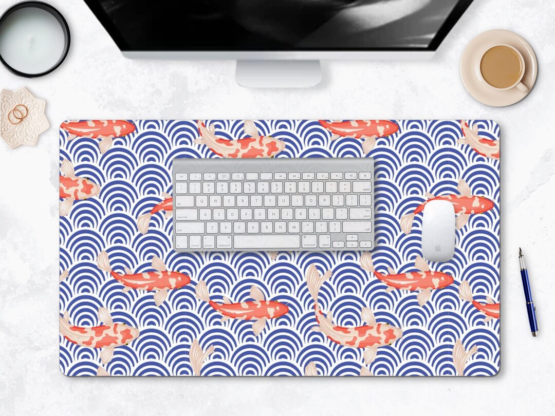 Koi Print Desk Mat, Koi Arch Art Print Desk Pad, Aesthetic Desk ...