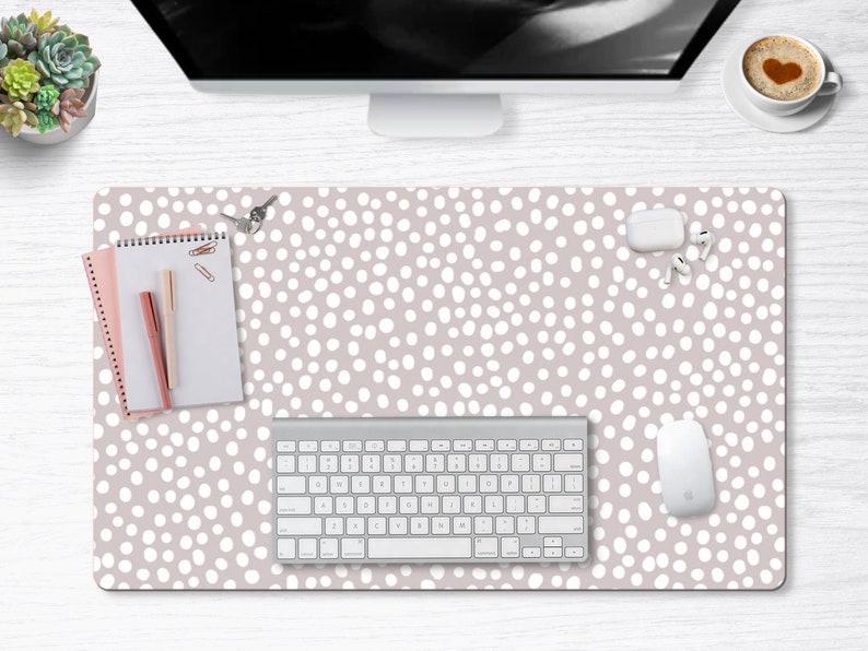 Grey Abstract Dots Desk Mat Aesthetic Desk Accessory Cute - Etsy